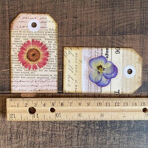 Set of 15 Collaged Floral Script Writing Tags Junk Journals Gift Tags ...