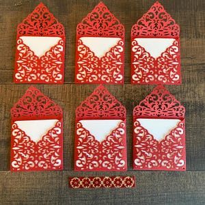 Lacy Red Envelopes and Cards: Blank Christmas Wedding Stationery Set - Etsy