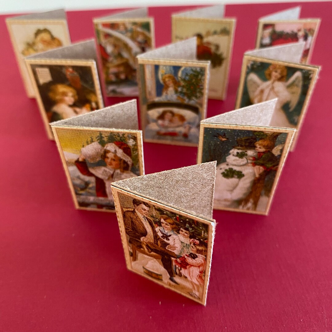 Handmade Miniature Christmas Greeting Cards - Dollhouse Size - Etsy