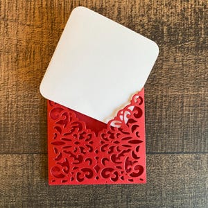 Lacy Red Envelopes and Cards: Blank Christmas Wedding Stationery Set - Etsy