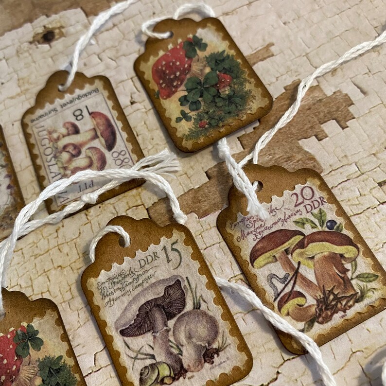 Small Mushroom Tags With Strings Gift Tags Birthday Tags - Etsy