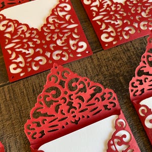 Lacy Red Envelopes and Cards: Blank Christmas Wedding Stationery Set - Etsy