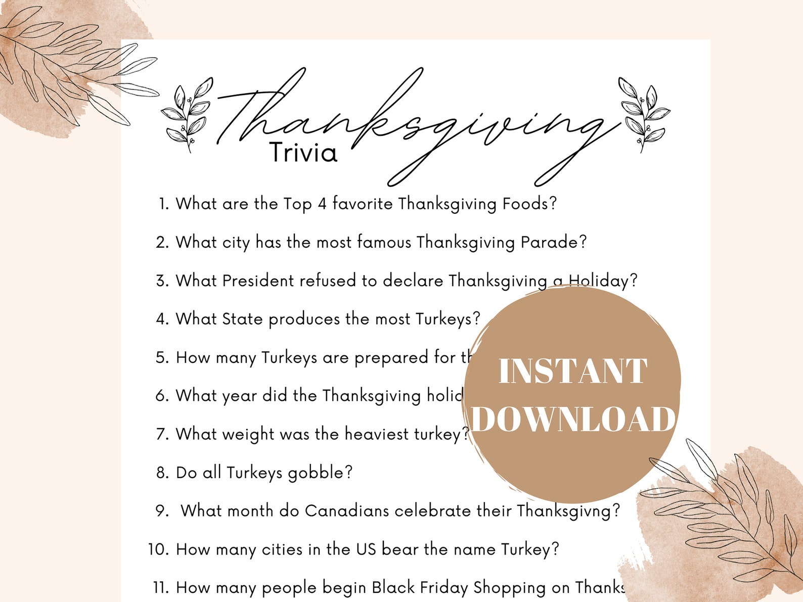 Thanksgiving Trivia Printable - Printable for Thanksgiving- Trivia ...