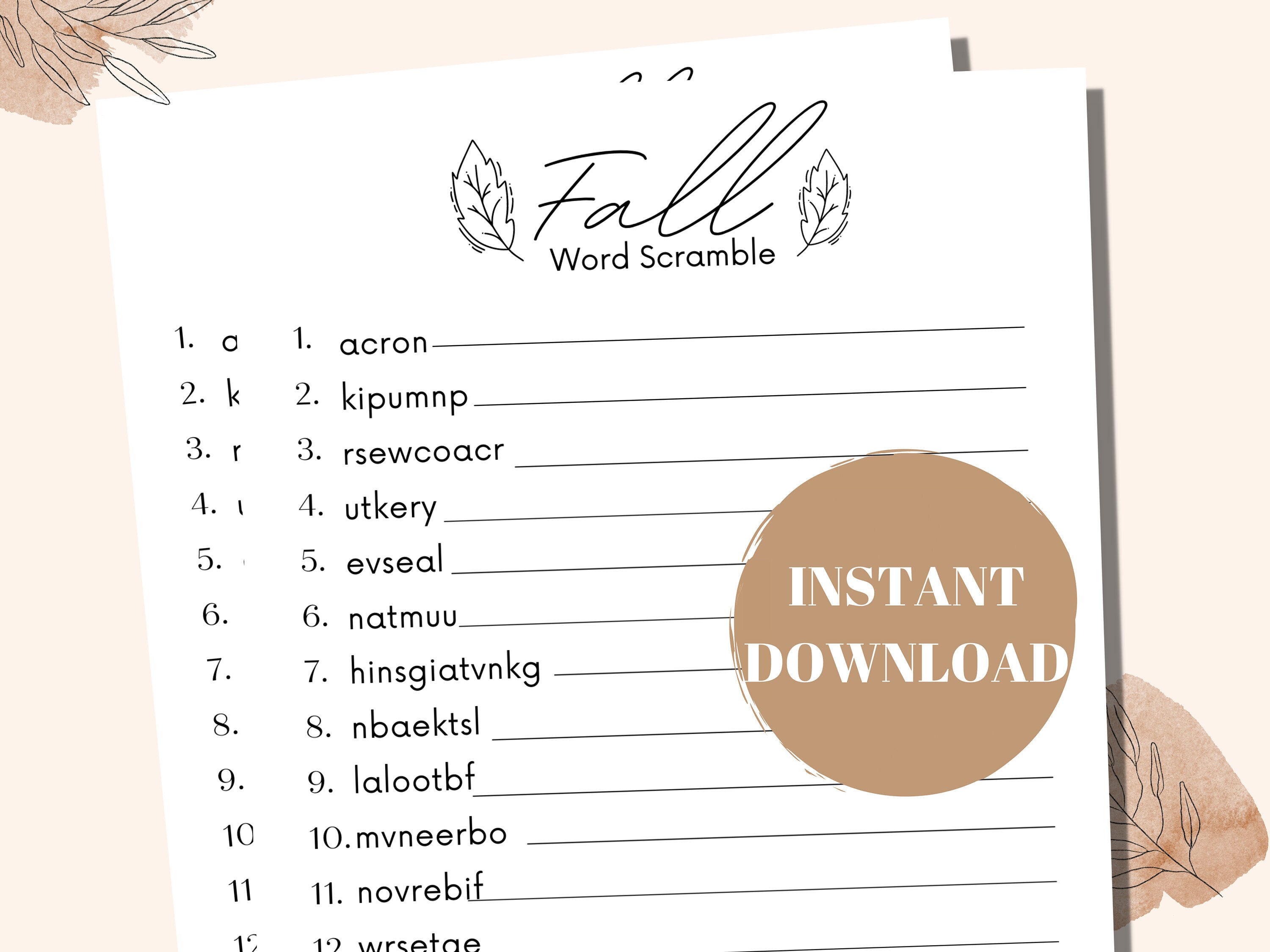 Fall Word Scramble Printable - Printable for Fall - Printable Game ...