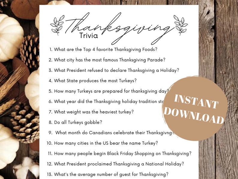 Thanksgiving Trivia Printable - Printable for Thanksgiving- Trivia ...
