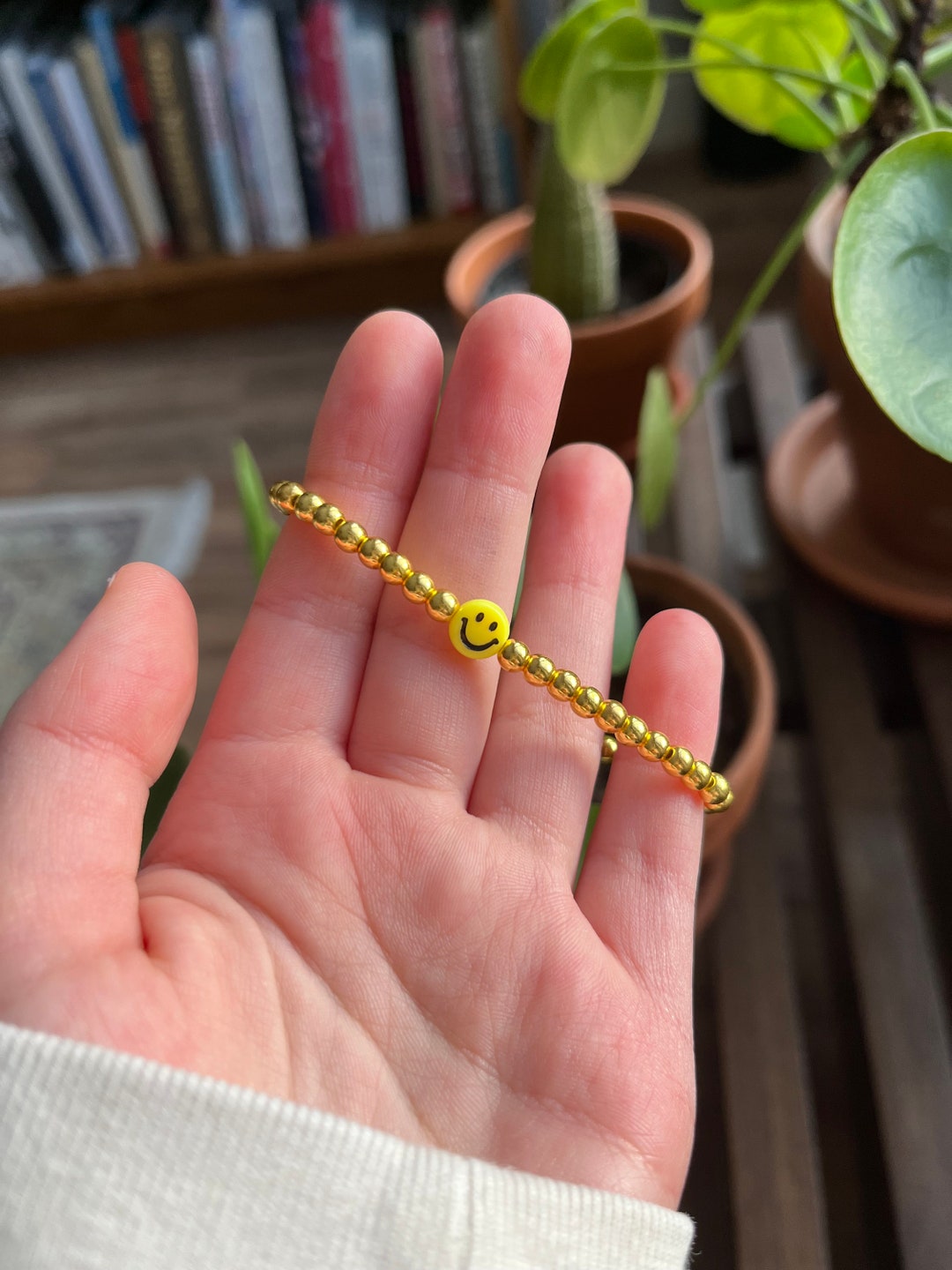 Preppy Gold Smiley Bracelet - Etsy