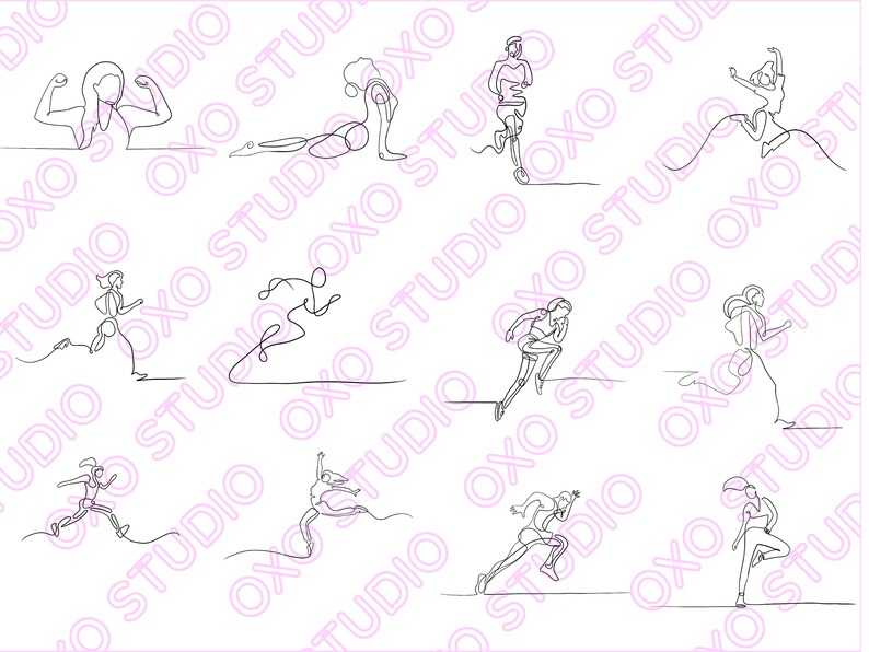 90 Sports Line Art Procreate Stamps,athletics,fitness,gymnastics ...