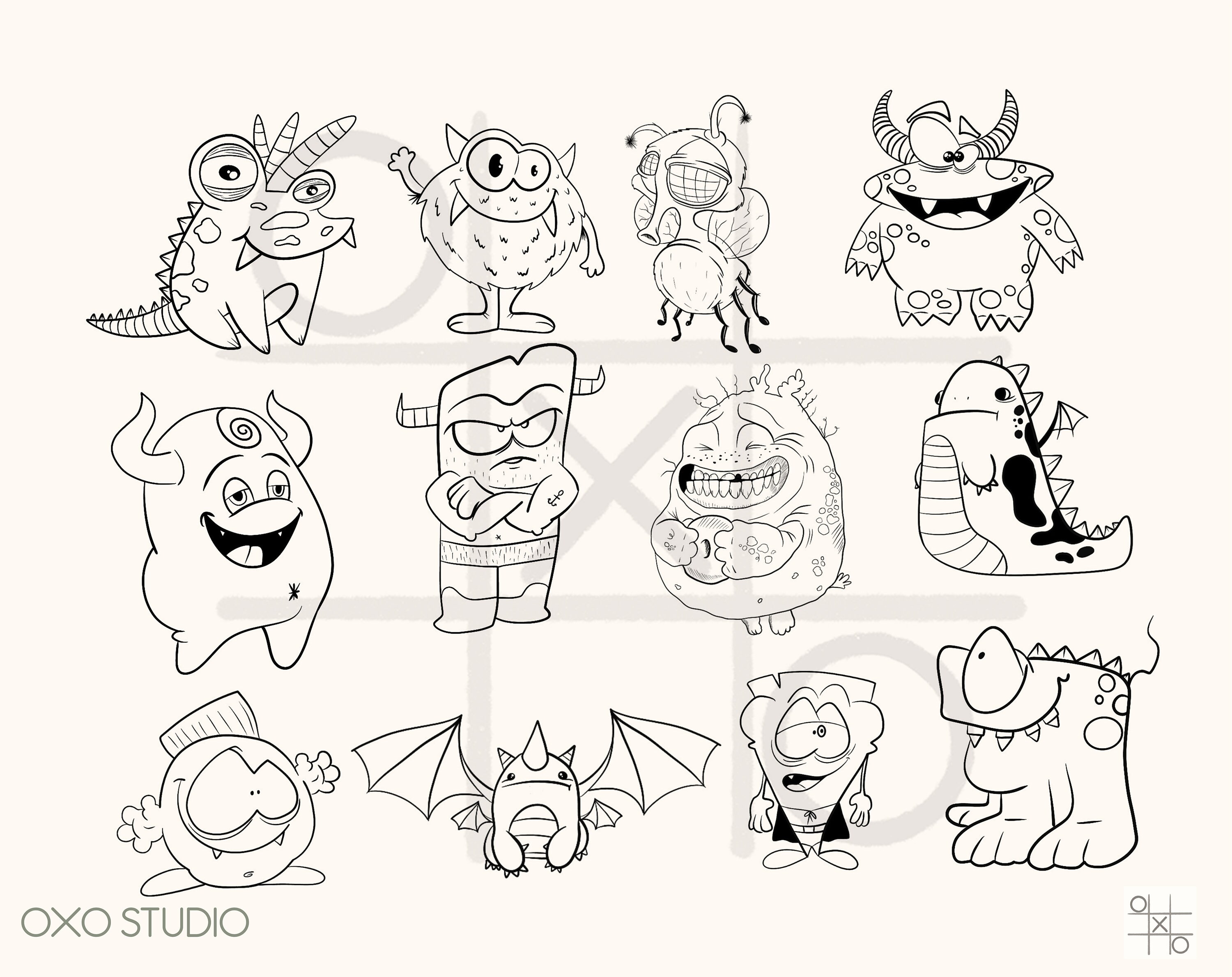 90 Cute Monsters Procreate Stamps, Dinasours, Aliens, Space Animals ...