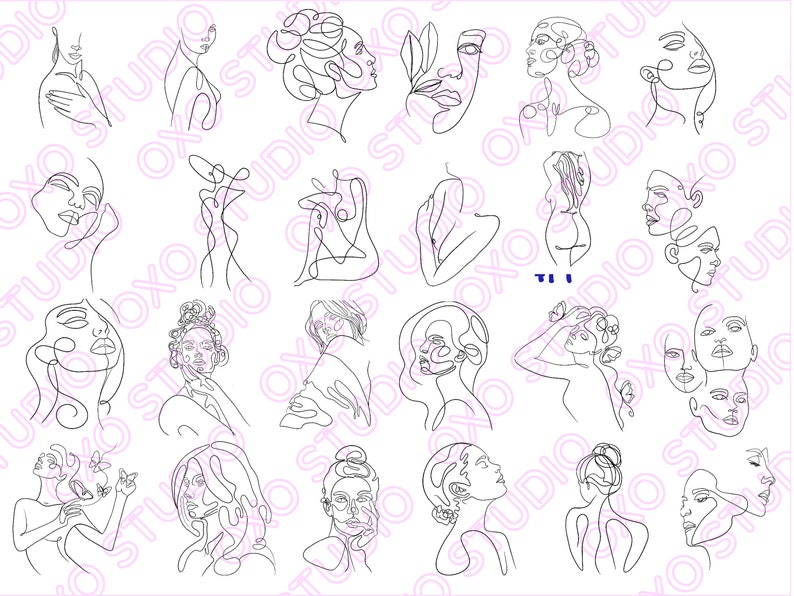 70 Woman Line Arts Procreate Stamps, Women Lines, Abstract Women ...