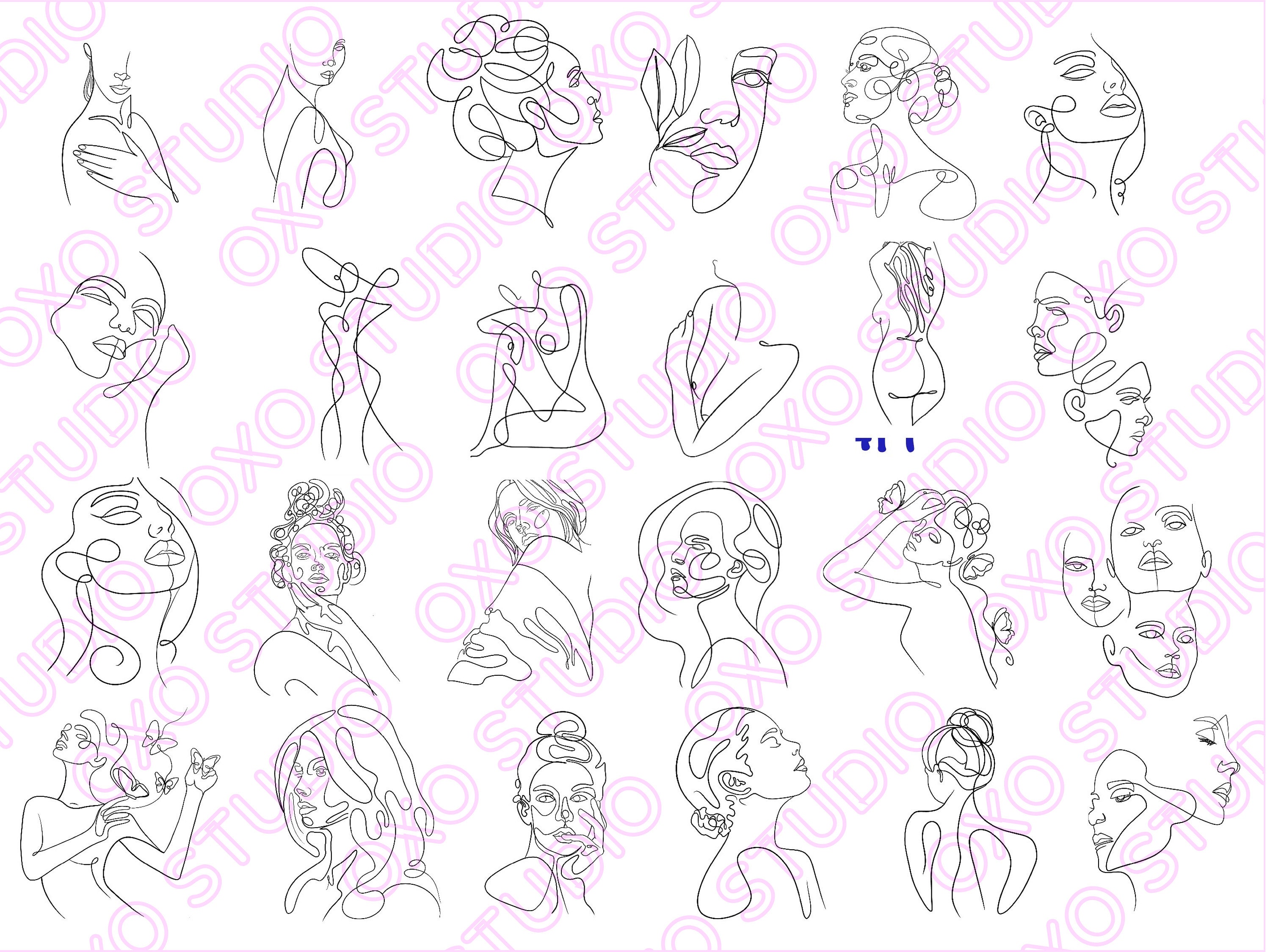 70 Woman Line Arts Procreate Stamps, Women Lines, Abstract Women ...