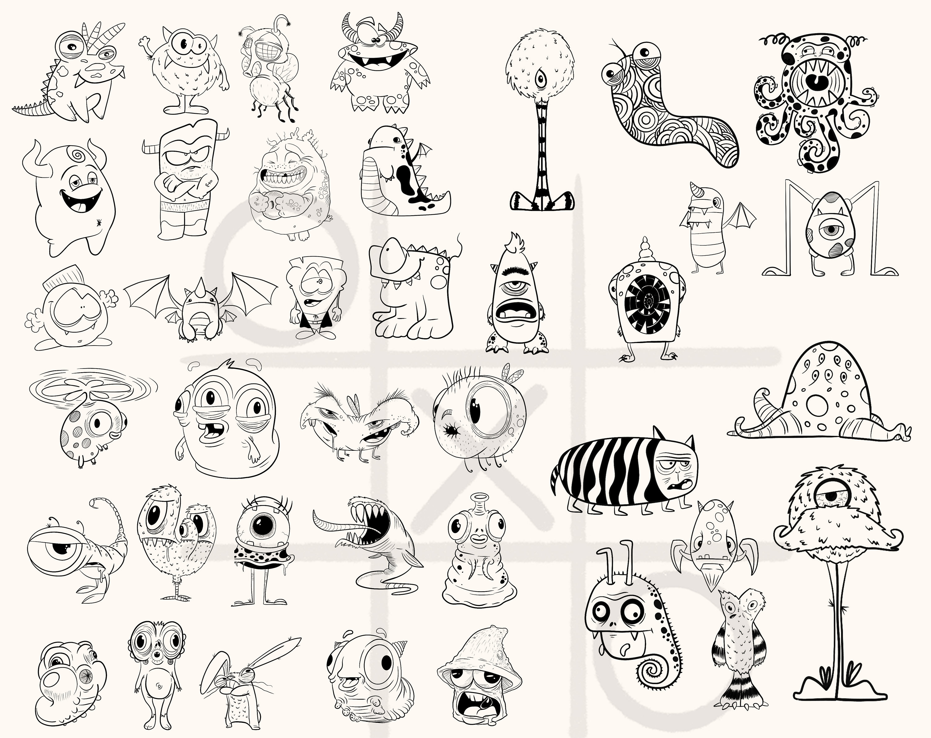 90 Cute Monster Procreate Stamps, Alien Doodles (digital Download) - Etsy
