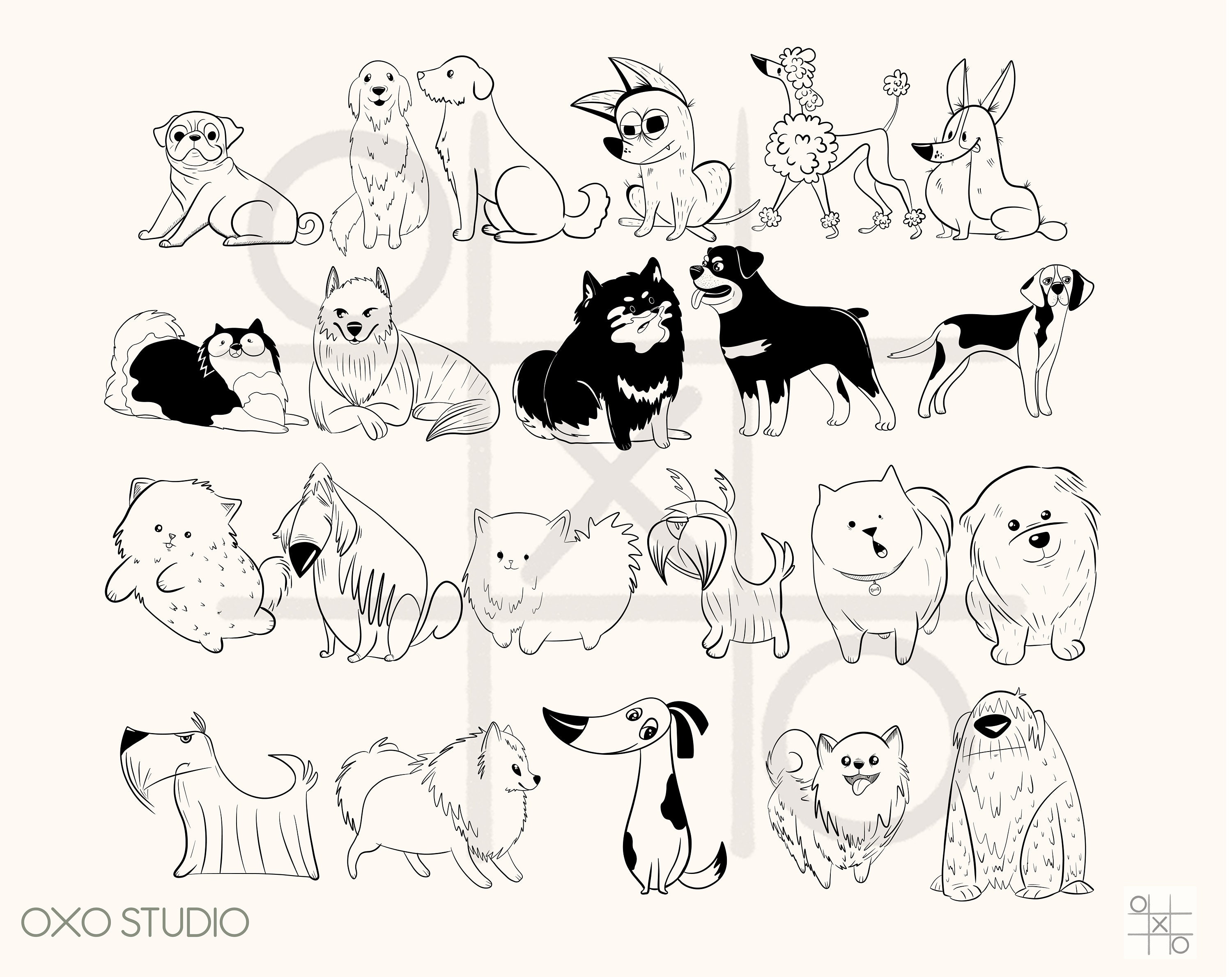 60 Cute Dog Doodles, Vectors SVG PNG PDF (digital Download) - Etsy