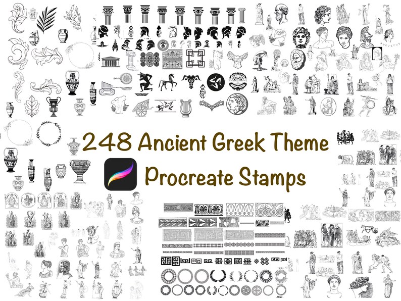 248 Ancient Greek Procreate Stamps Acropolis Parthenon - Etsy