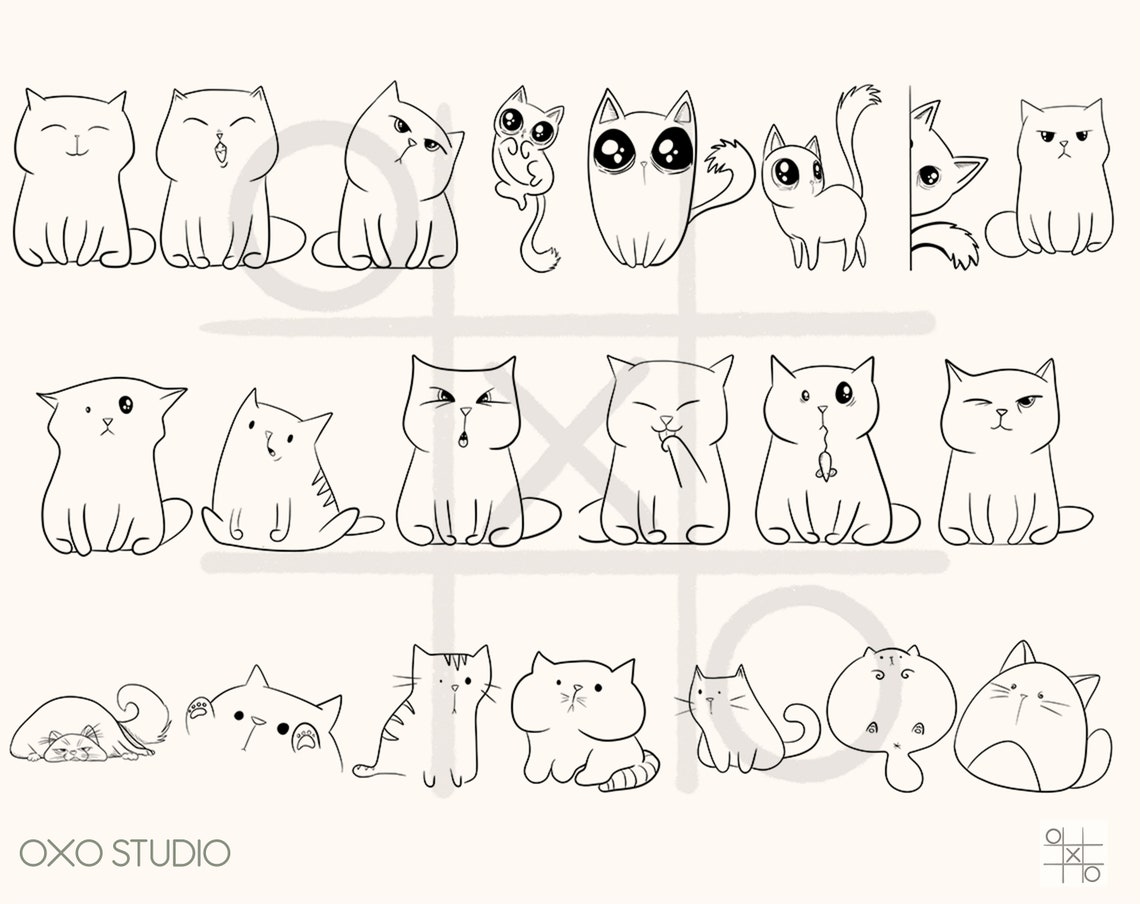 60 Cute Cat Doodles, Kitten Doodles, Paws, Meowing Cat Doodles, Kitty ...
