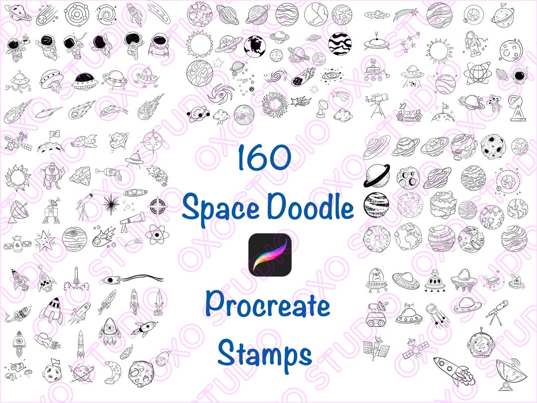 160 Space Doodles Procreate Stamps, Astronomy, Solar System , Meteor ...