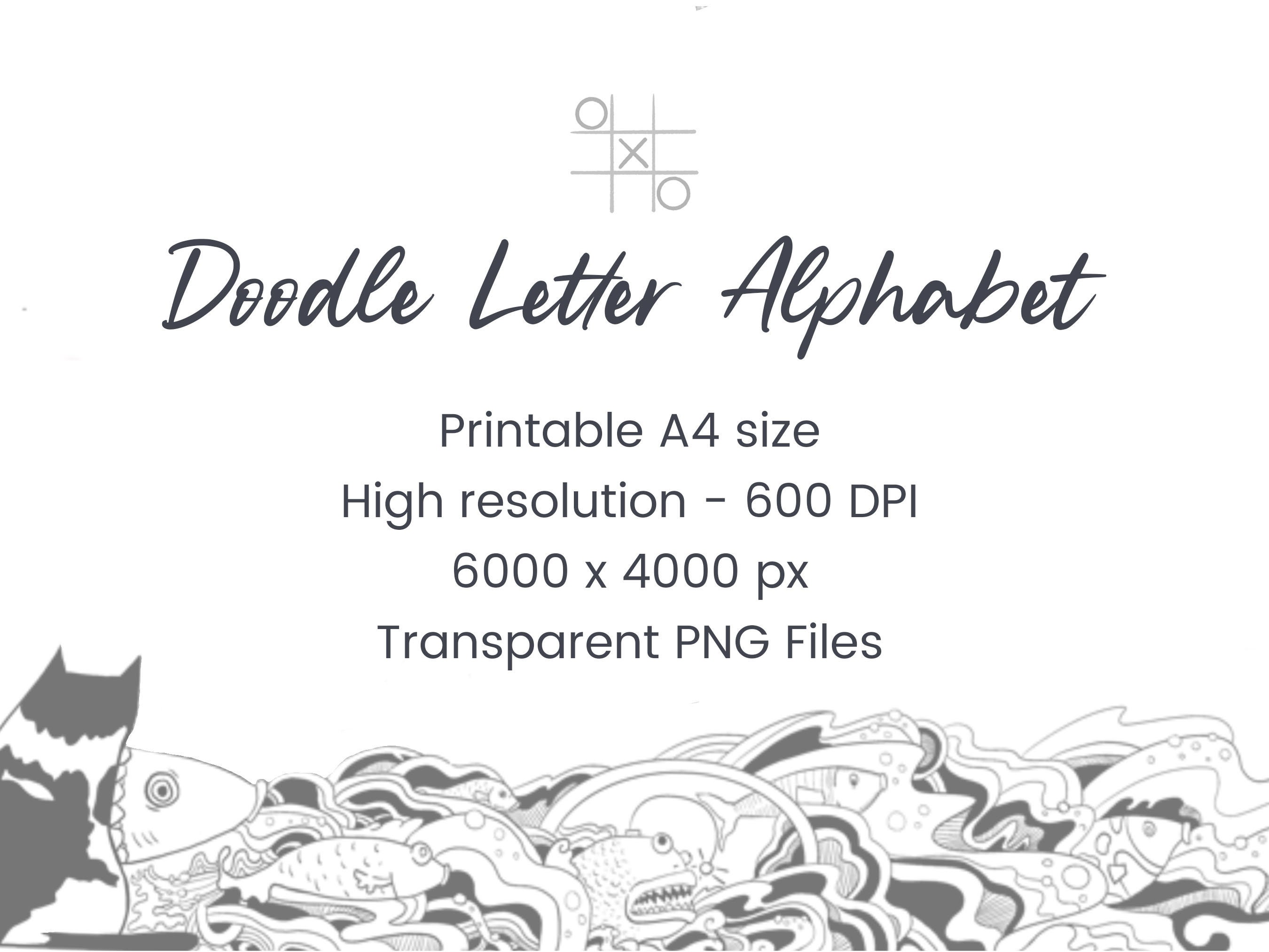 Doodle Letters Alphabet Cute Little Monsters Hand Drawn Printable Print ...