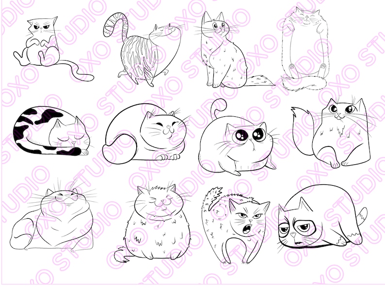 60 Cute Cat Doodles Kitten Doodles Paws Meowing Cat - Etsy