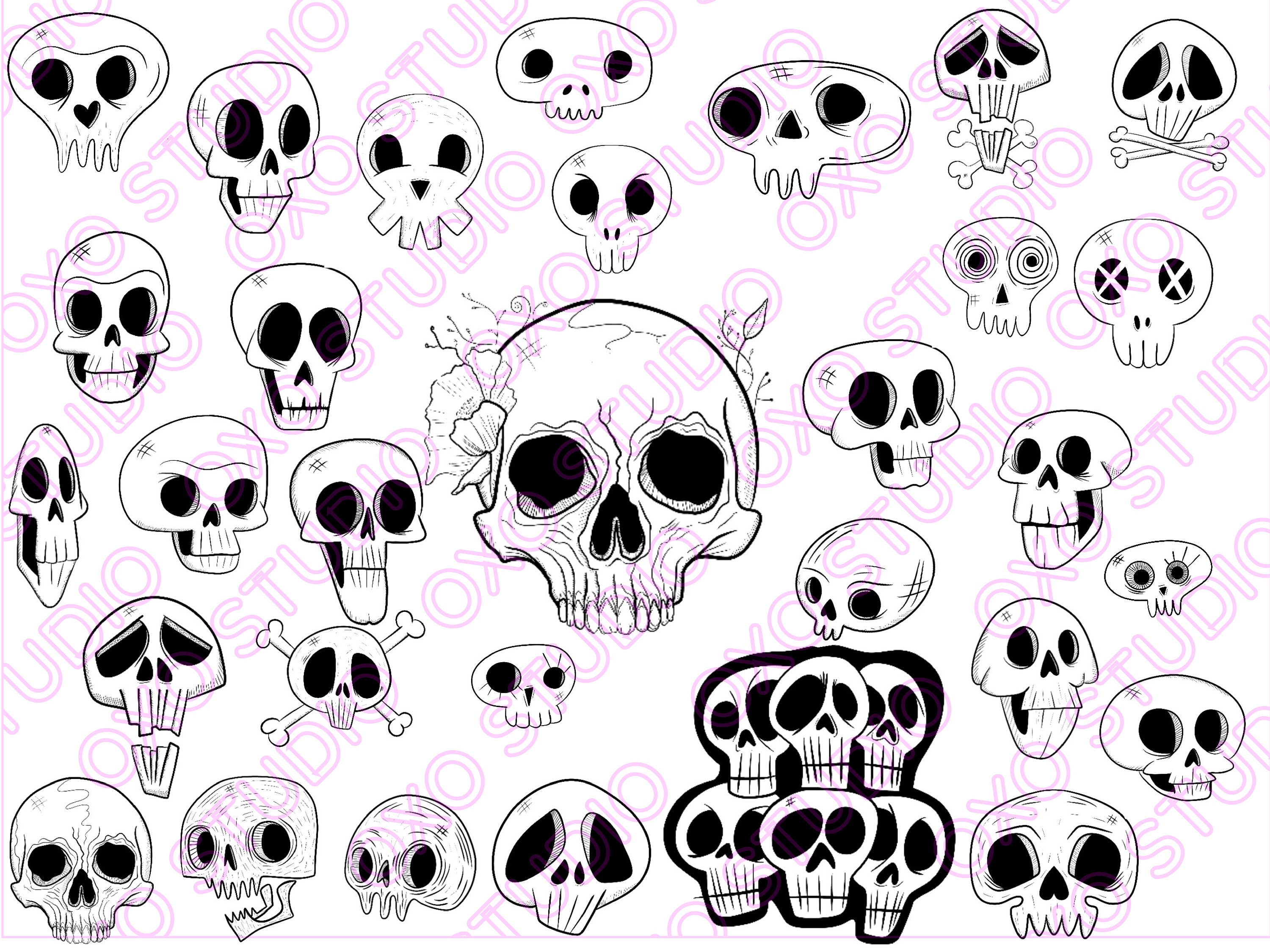 144 Skull Doodles Procreate Stamps Skeletal Skeleton - Etsy