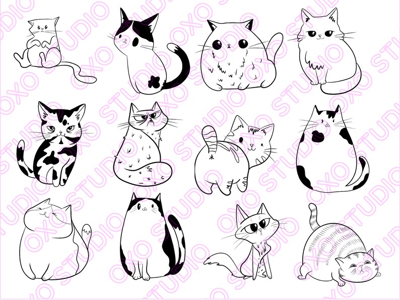 60 Cute Cat Doodles Kitten Doodles Paws Meowing Cat - Etsy