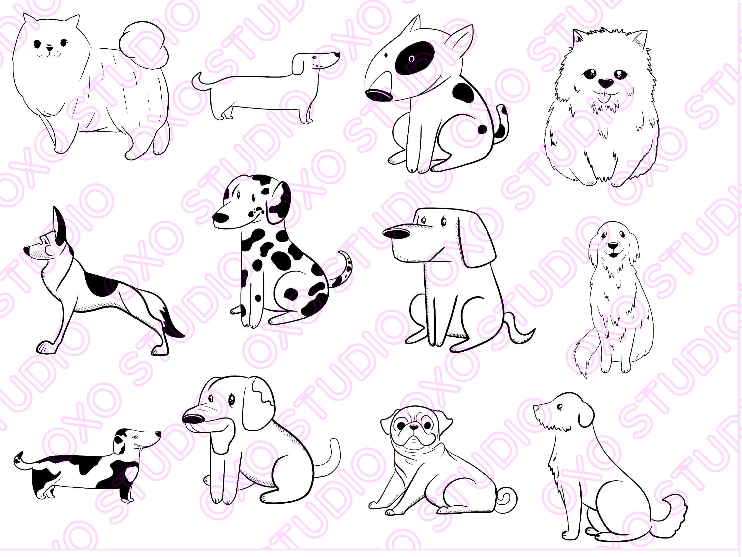 60 Cute Dog Doodles Puppy Doodles Woof Dog Wet Nose - Etsy