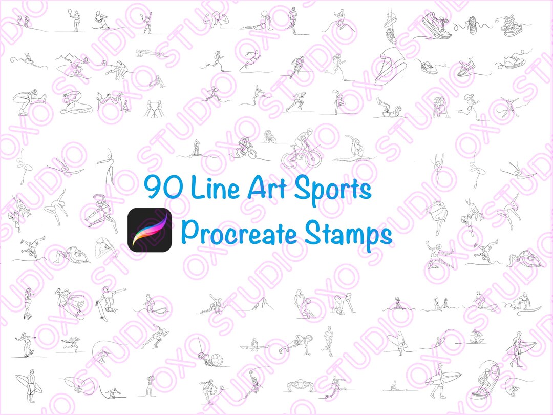 90 Sports Line Art Procreate Stamps,athletics,fitness,gymnastics ...