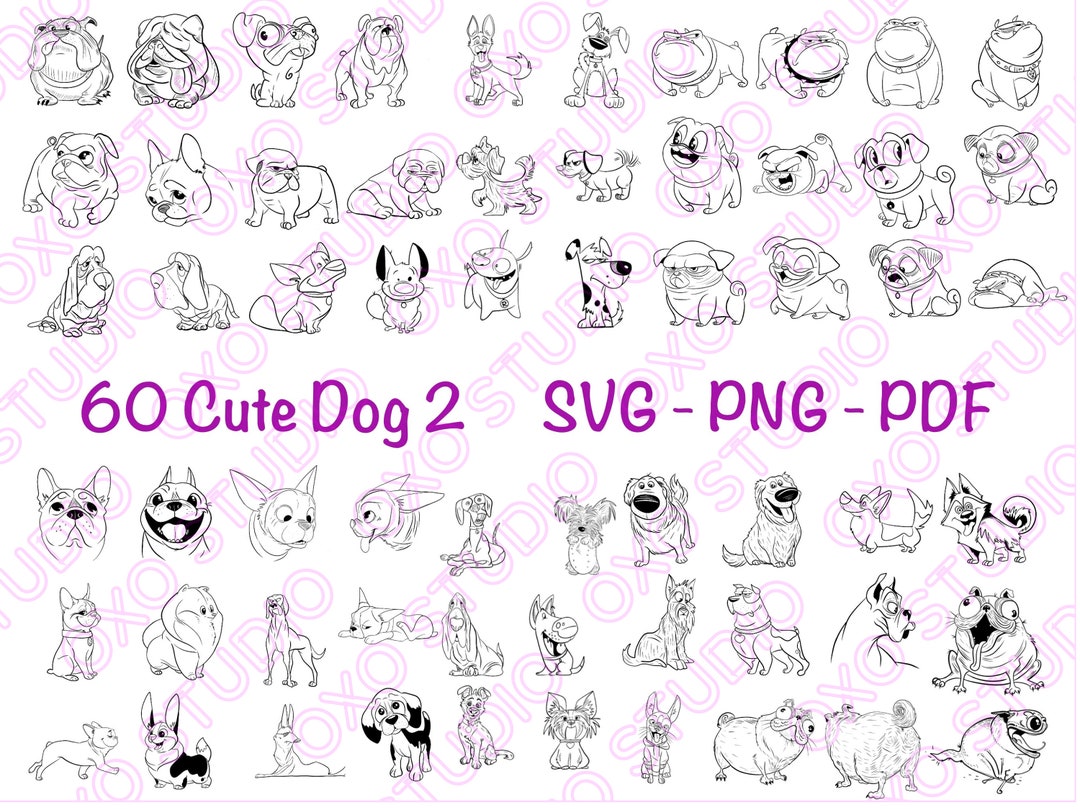 60 Cute Dog Doodles Puppy Doodles Woof Dogs Wet Nose - Etsy