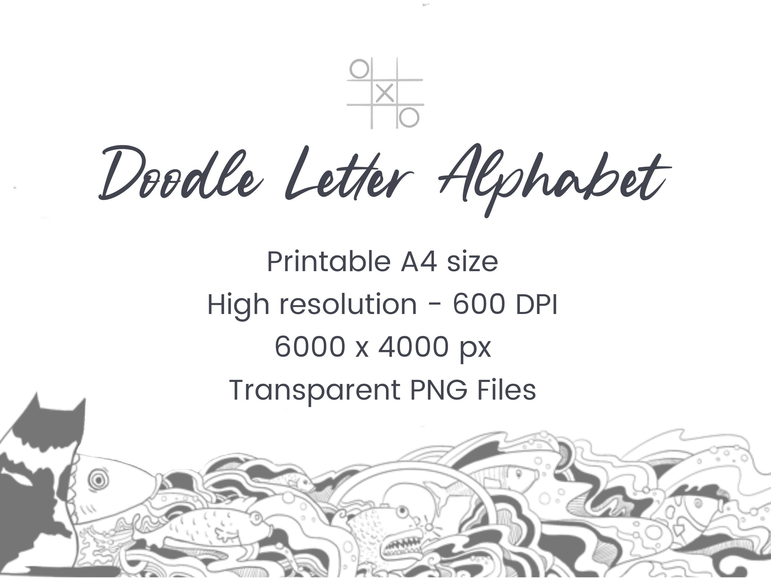 Doodle Letters Alphabet | Cute Little Monsters Coloring Pages | Hand ...