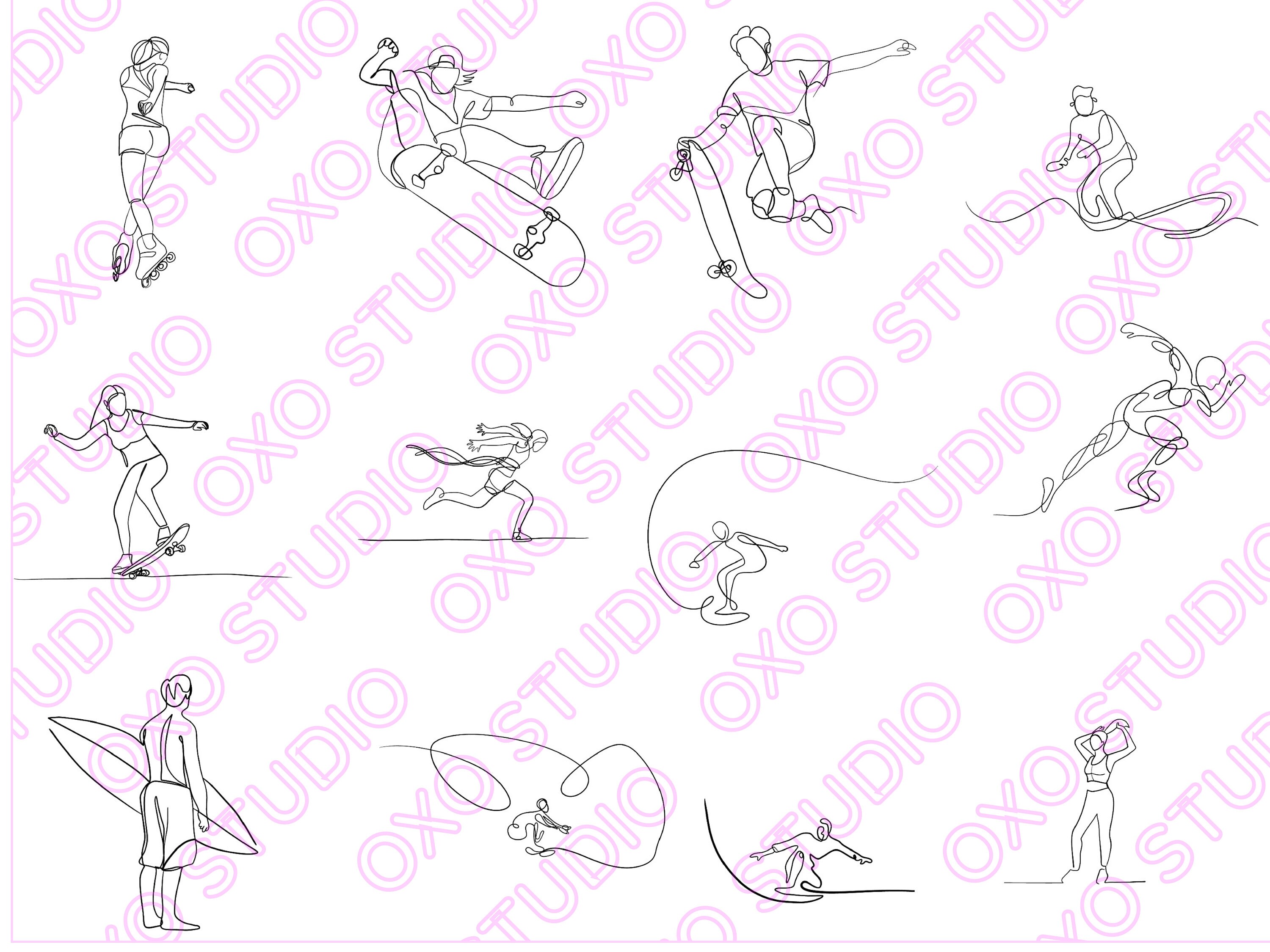 90 Sports Line Art Procreate Stamps,athletics,fitness,gymnastics ...
