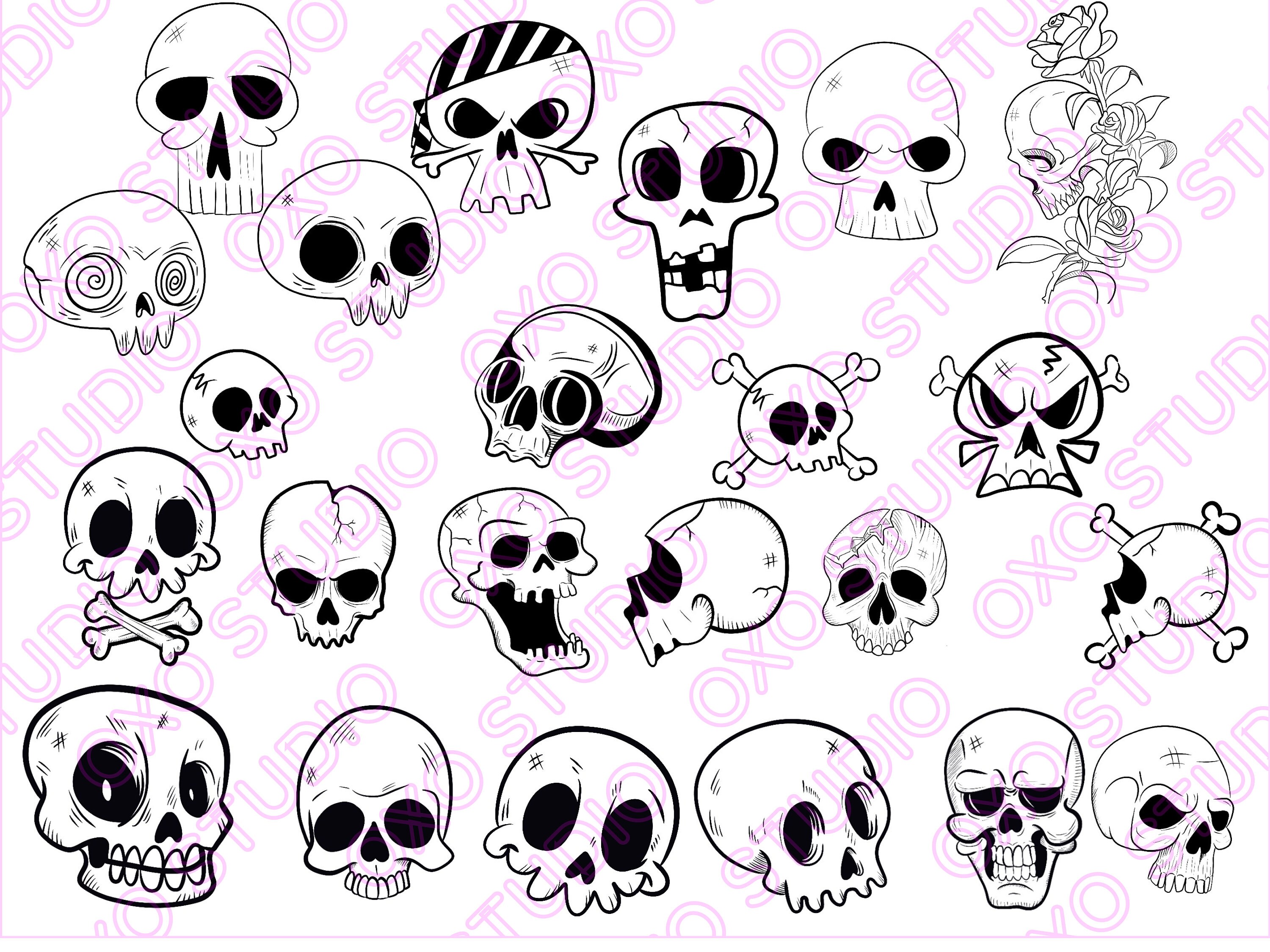 144 Skull Doodles: Gothic Procreate Stamps (digital Download) - Etsy