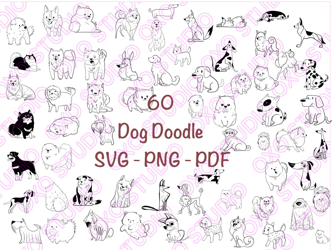 60 Cute Dog Doodles Puppy Doodles Woof Dog Wet Nose - Etsy