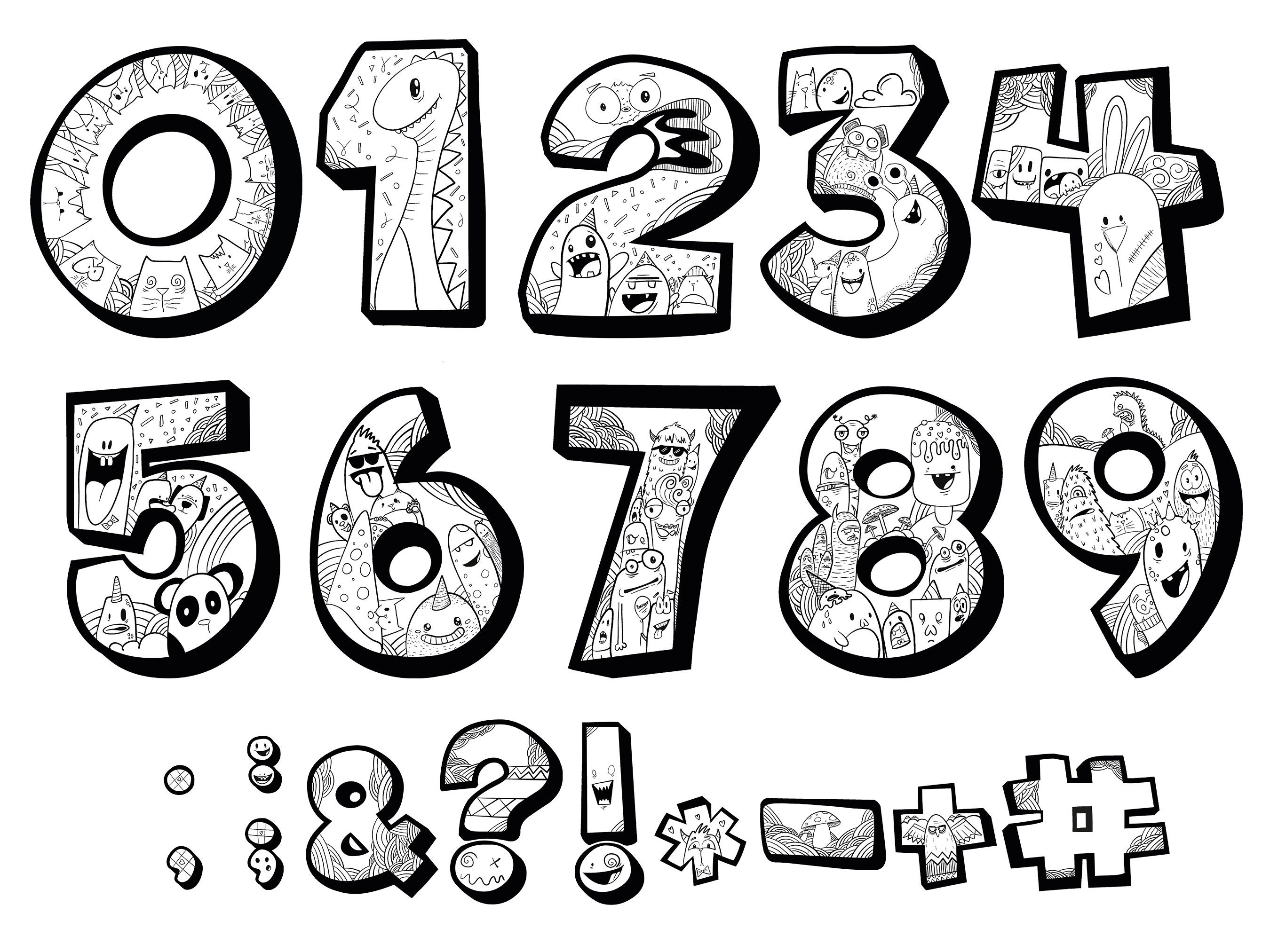 Doodle Letters Alphabet | Cute Little Monsters Coloring Pages | Hand ...