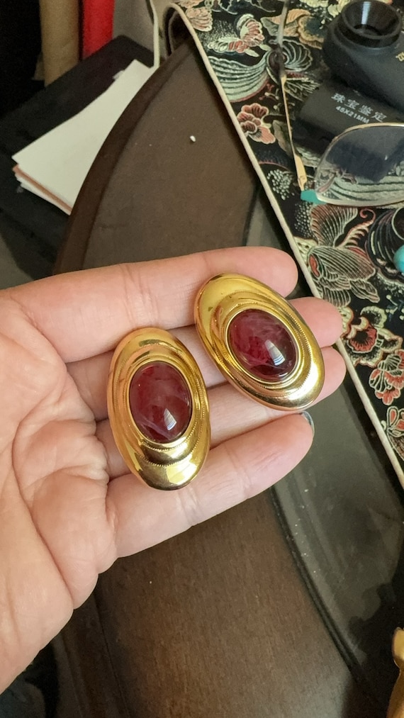 vintage red glass bead - Gem