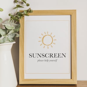 Customizable Summer Sign Printable – 8x10” Sun Sign for Sunscreen ...
