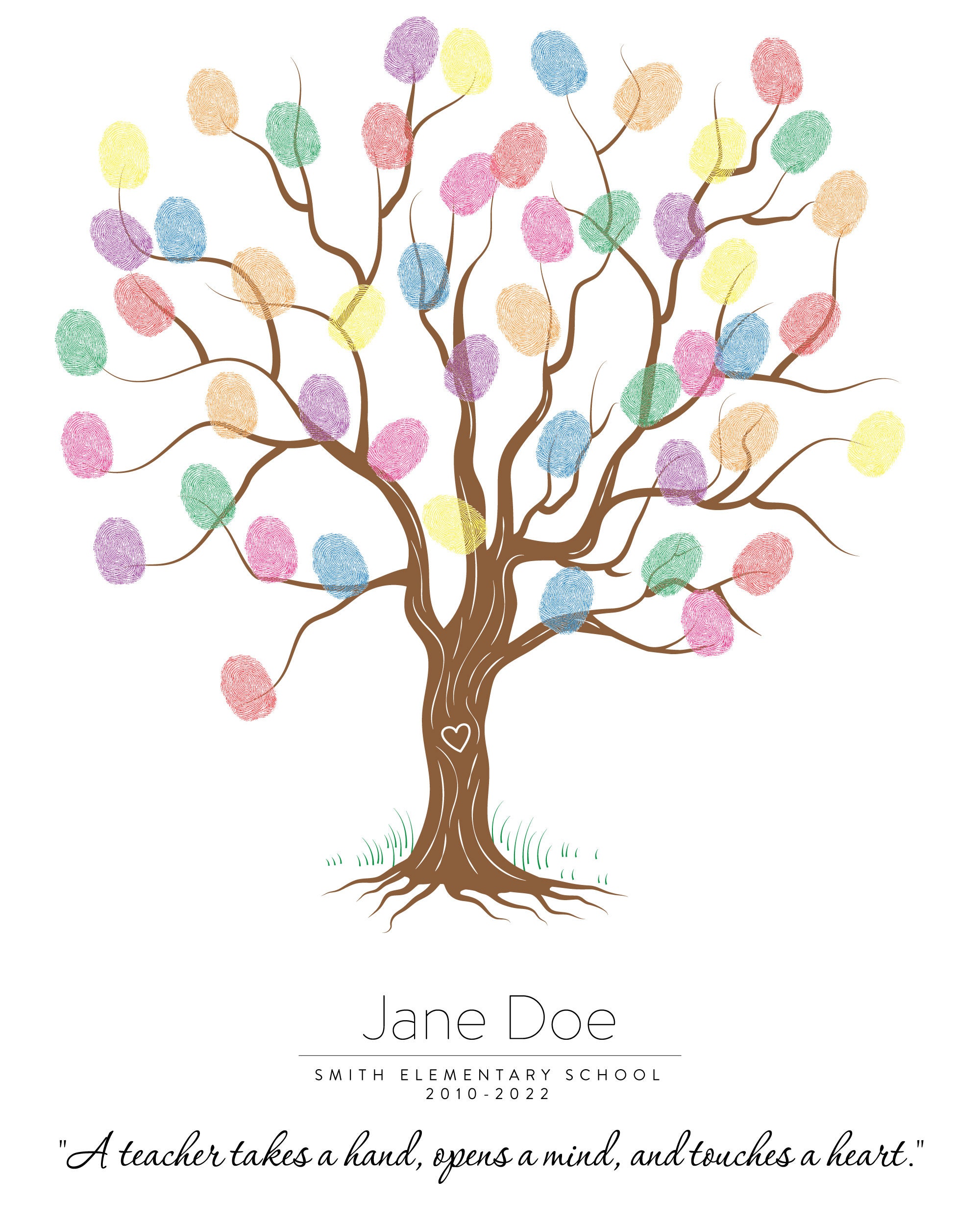 Personalized Finger Print Tree - Goodbye Retirement Gift for Teachers ...
