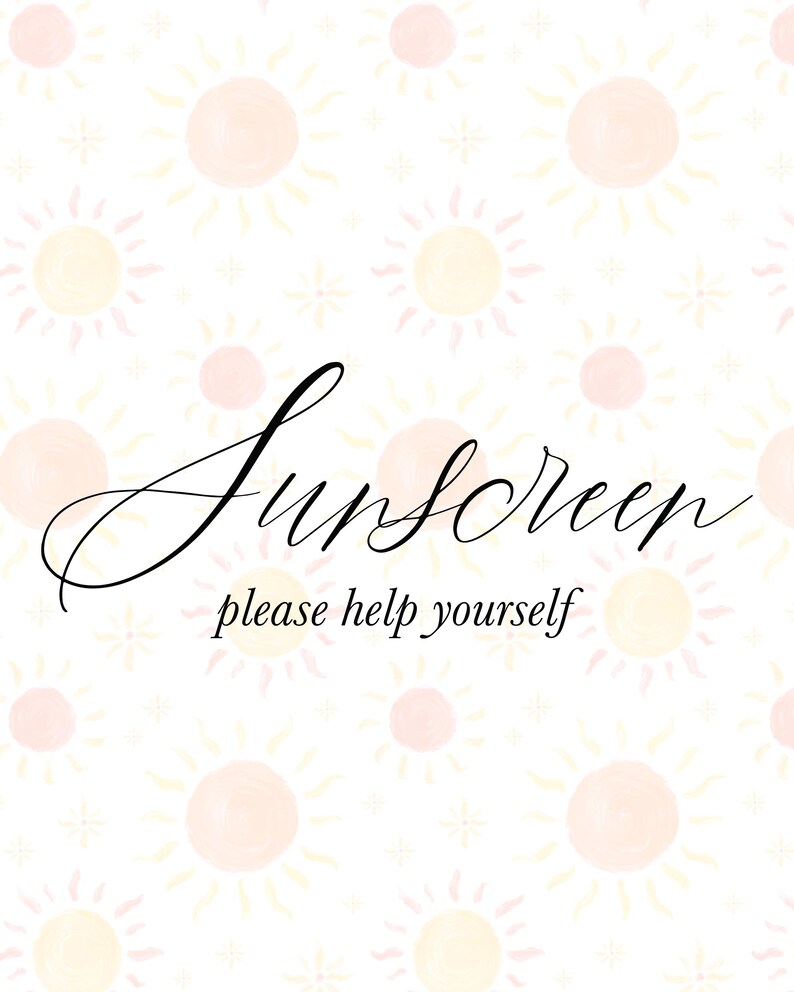 Customizable Summer Sign Printable – 8x10” Sun Sign for Sunscreen ...