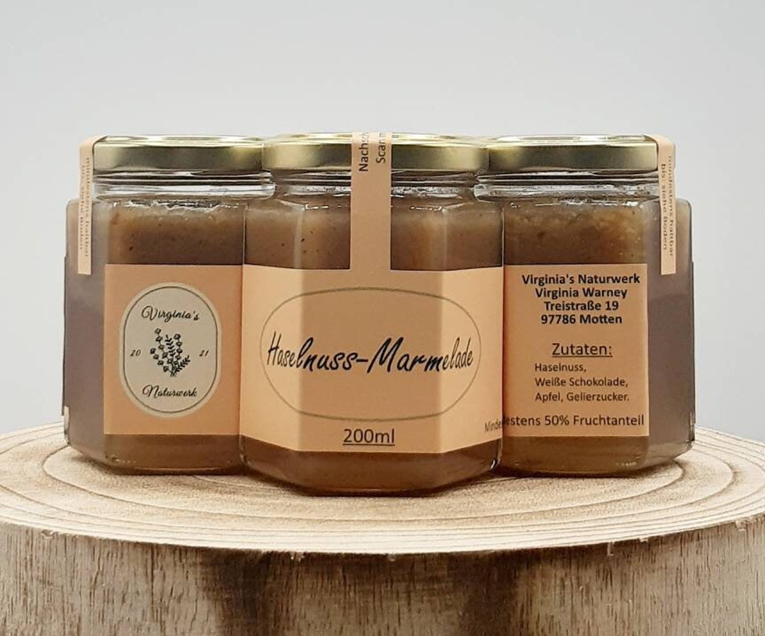 Hazelnut Jam 200 Ml Virginia's Naturwerk - Etsy