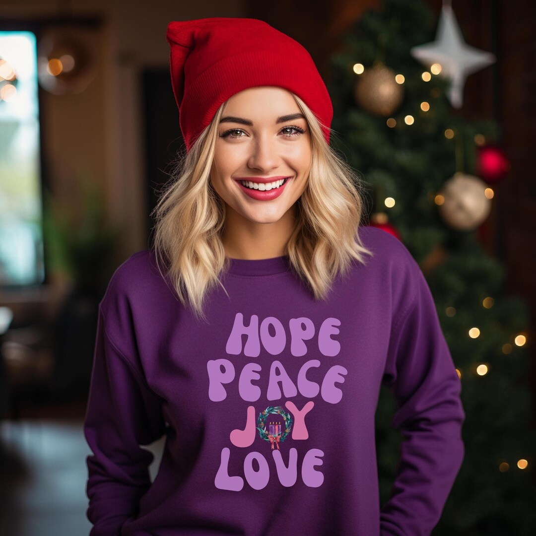 Advent Wreath Crewneck Sweatshirt, Hope Peace Joy Love Sweatshirt ...