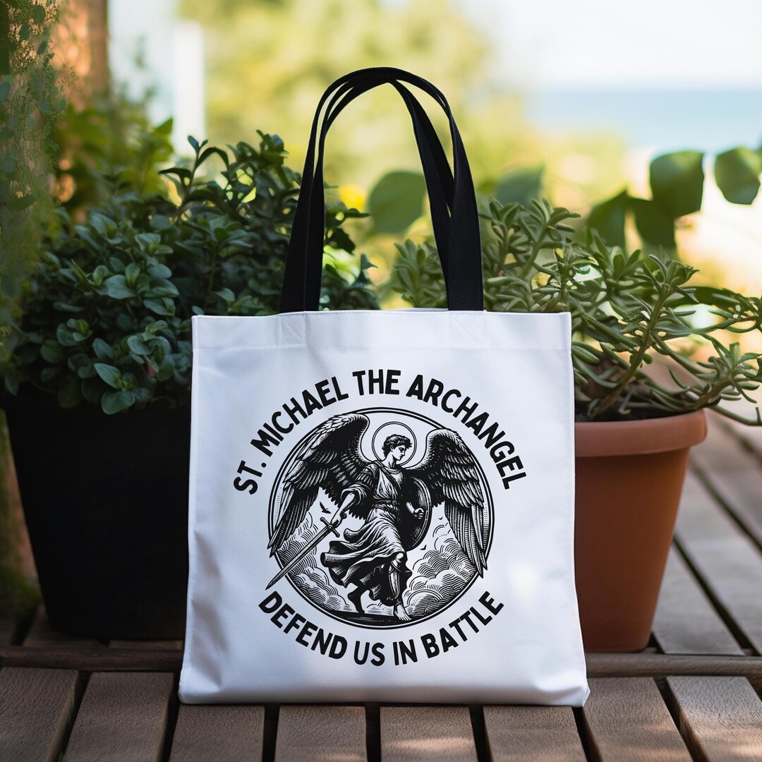 St. Michael the Archangel Tote Bag, Catholic Saint Tote Bag, Mass Bag ...