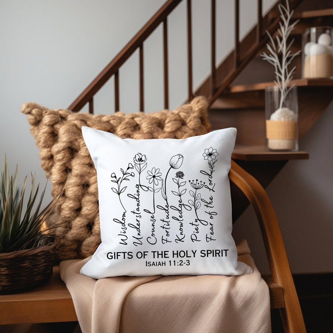 Gifts of the Holy Spirit Decorative Square Pillow, Catholic Home Decor ...