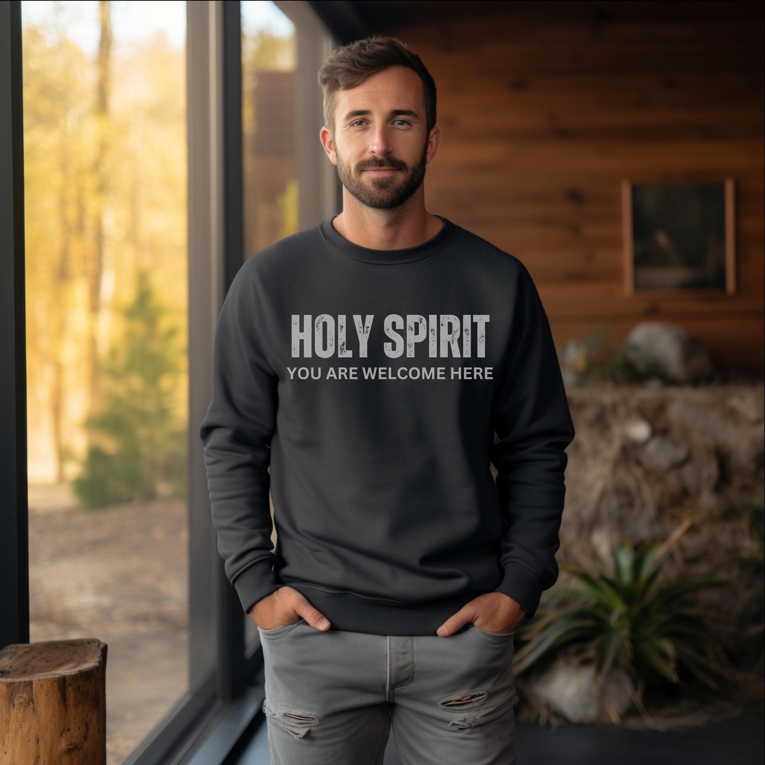 Holy Spirit You Are Welcome Here Crewneck Sweatshirt, Catholic Sweater ...