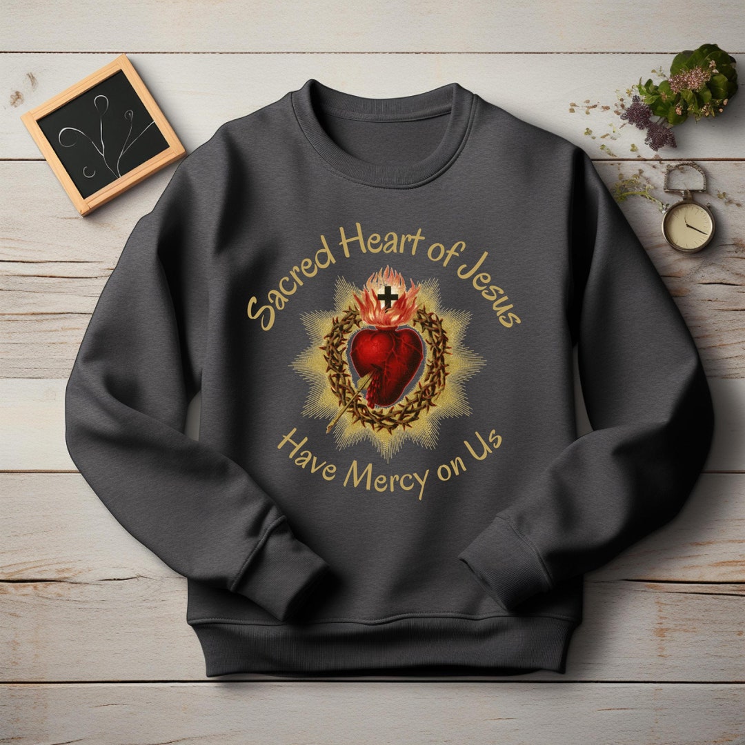 Most Sacred Heart of Jesus Crewneck Sweatshirt, Catholic Sweatshirt ...