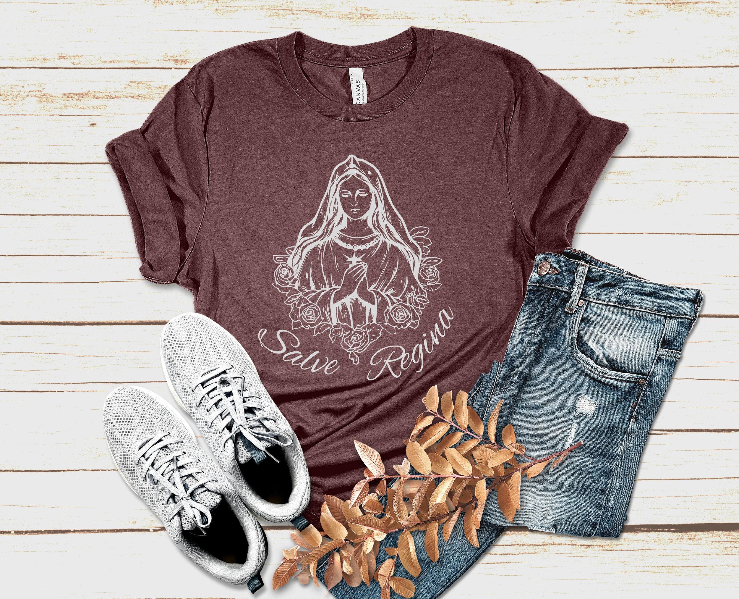Salve Regina Shirt, Women's Catholic Shirt, Virgin Mary Shirt, Marian ...