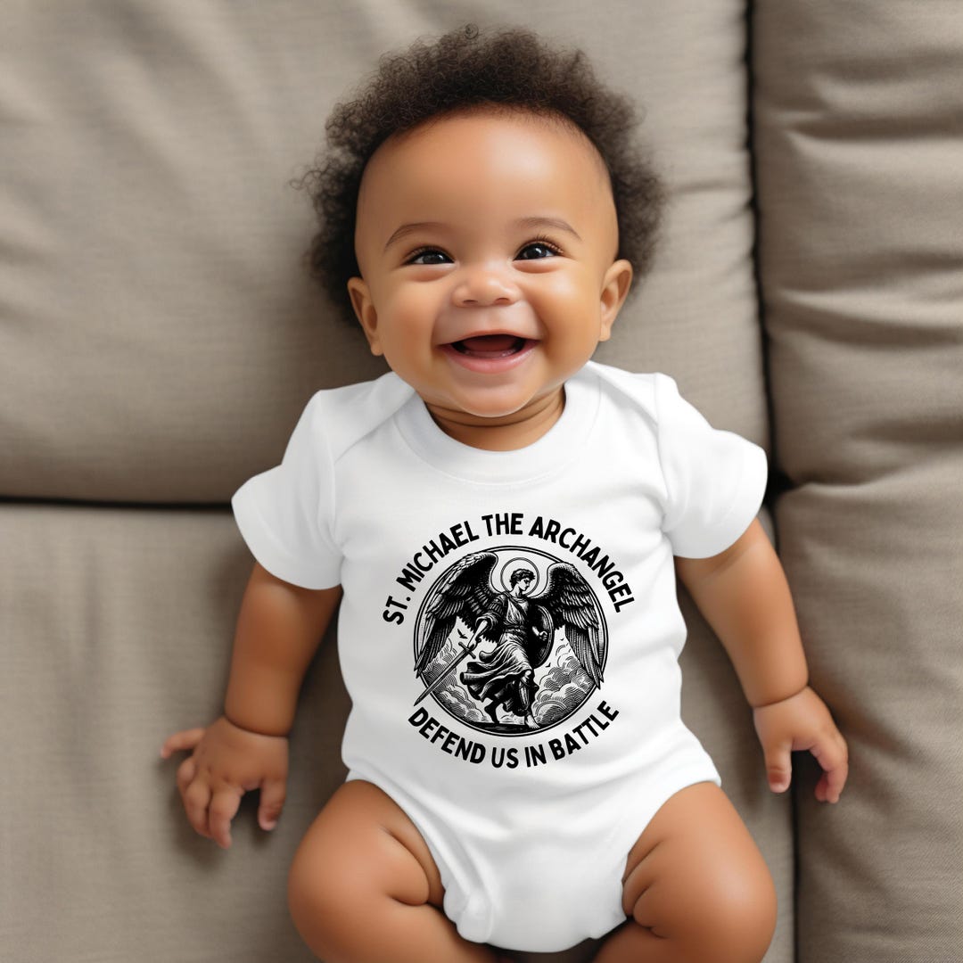 St. Michael the Archangel Defend Us in Battle Infant Bodysuit, Catholic ...