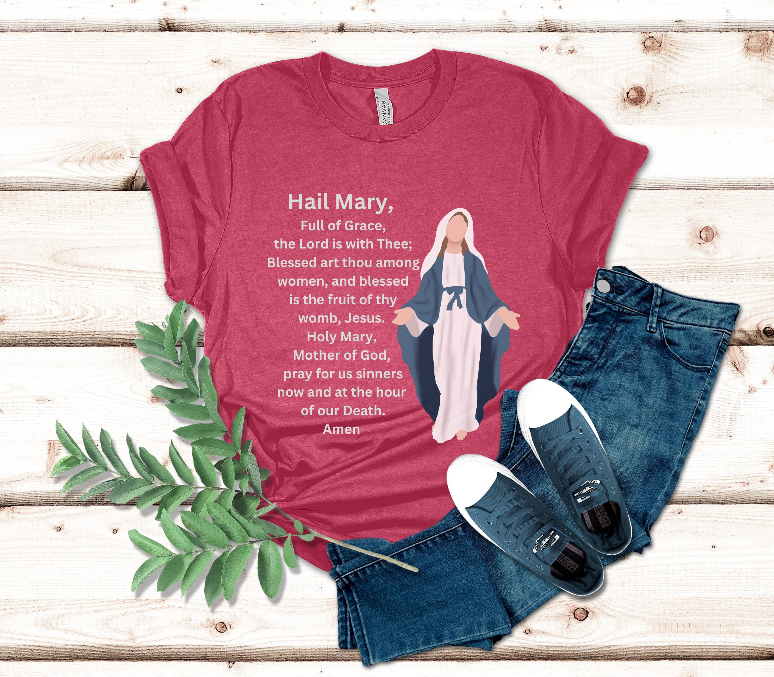 Hail Mary Prayer Shirt, Cute Catholic Shirt for Her, Catholic Shirt ...