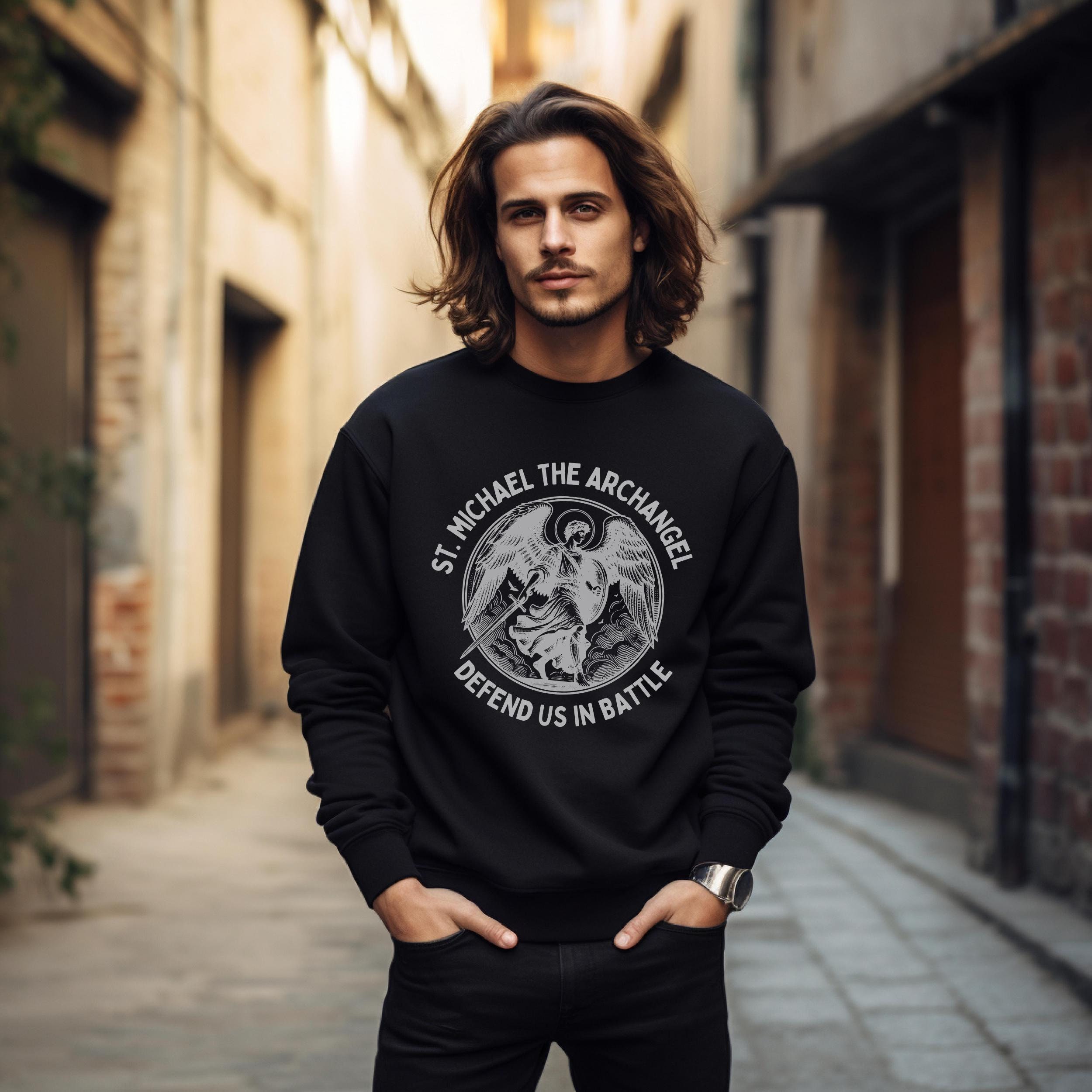 St. Michael the Archangel "defend Us in Battle" Crewneck Sweatshirt ...