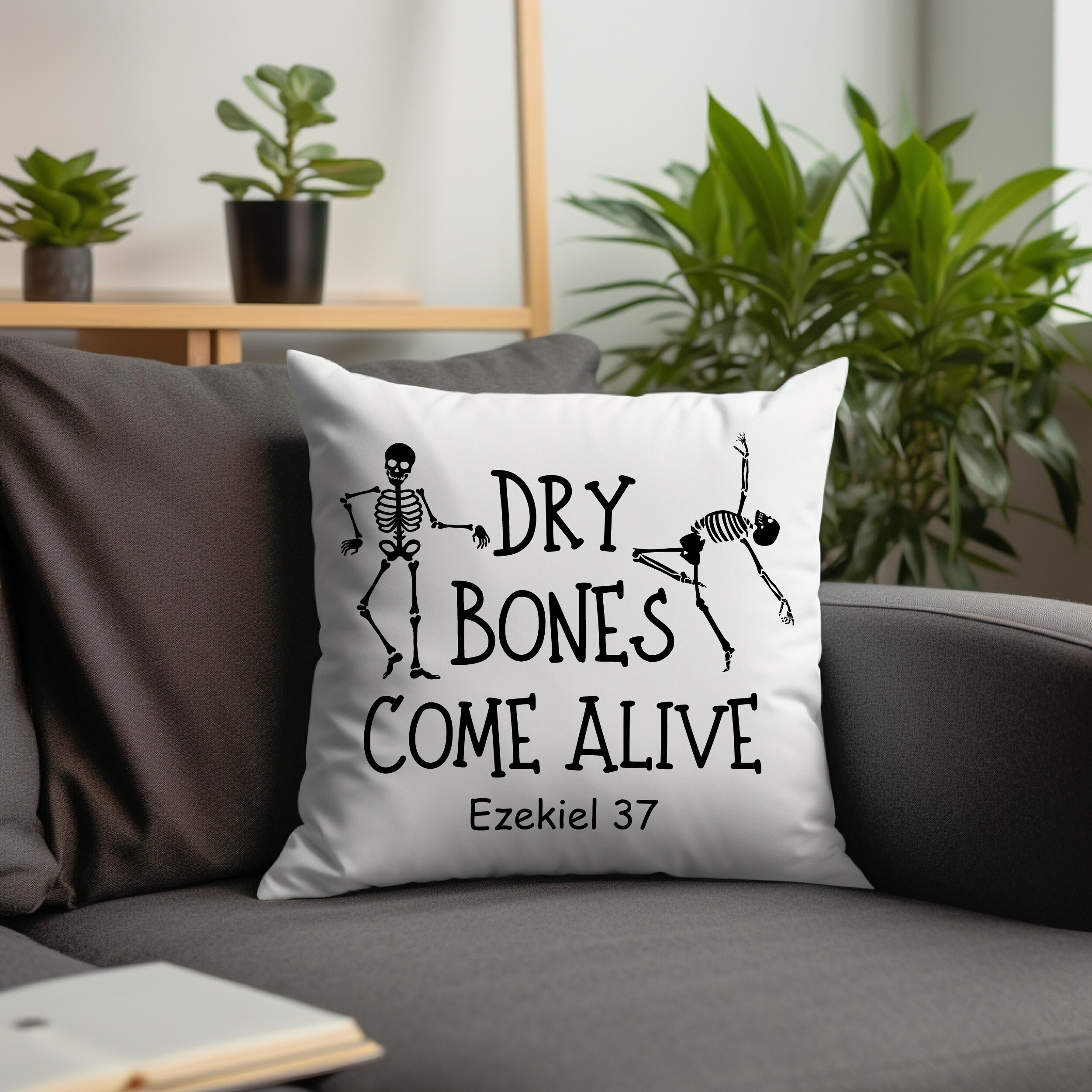 Dry Bones Come Alive Dancing Skeleton Decorative Pillow, Christian ...
