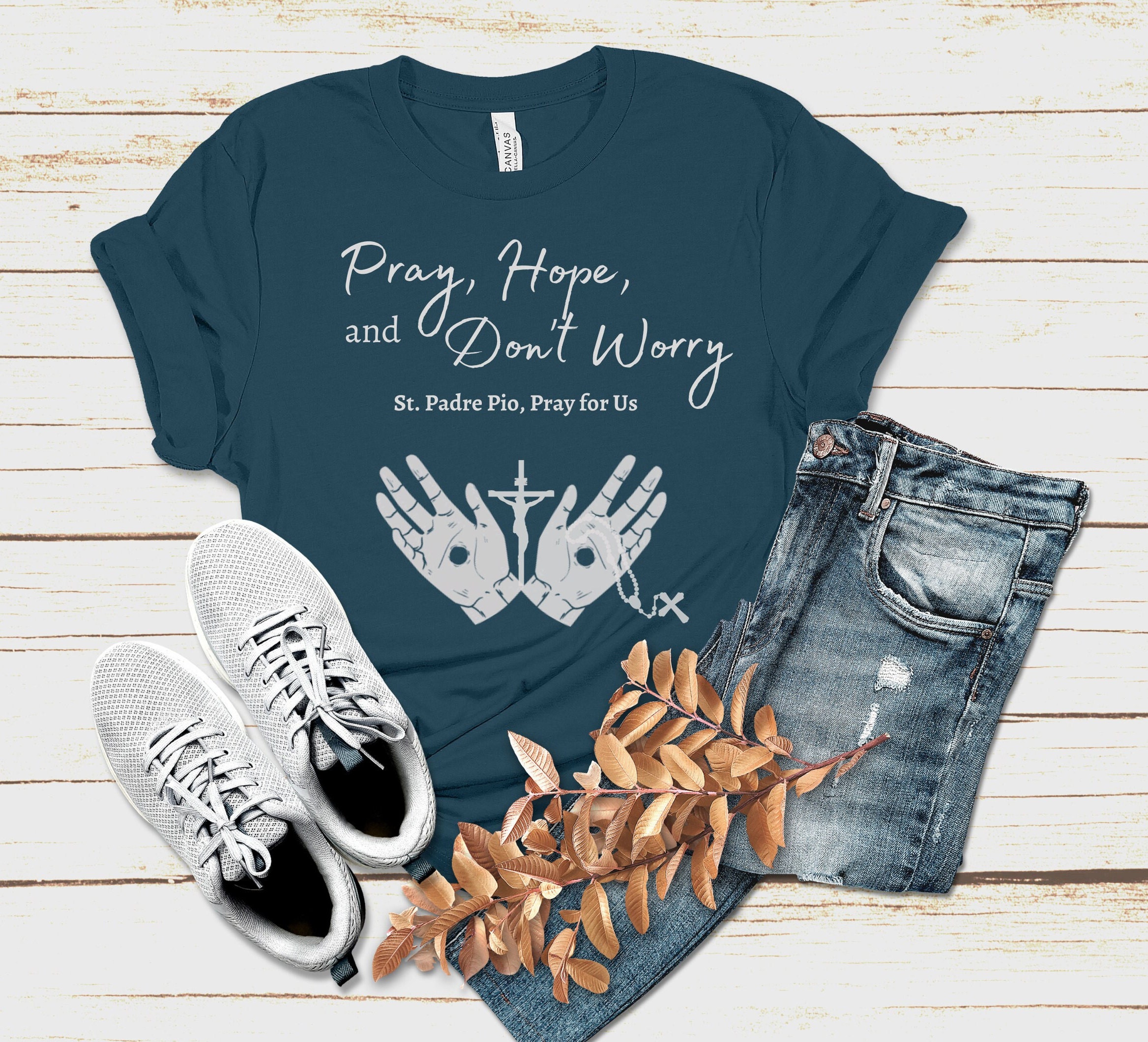 St. Padre Pio Shirt, Pray, Hope, and Don't Worry Shirt, Catholic Saint ...