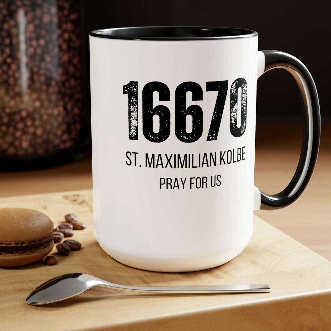 St. Maximilian Kolbe Prison Number Mug, 16670 Coffee Mug, Catholic ...