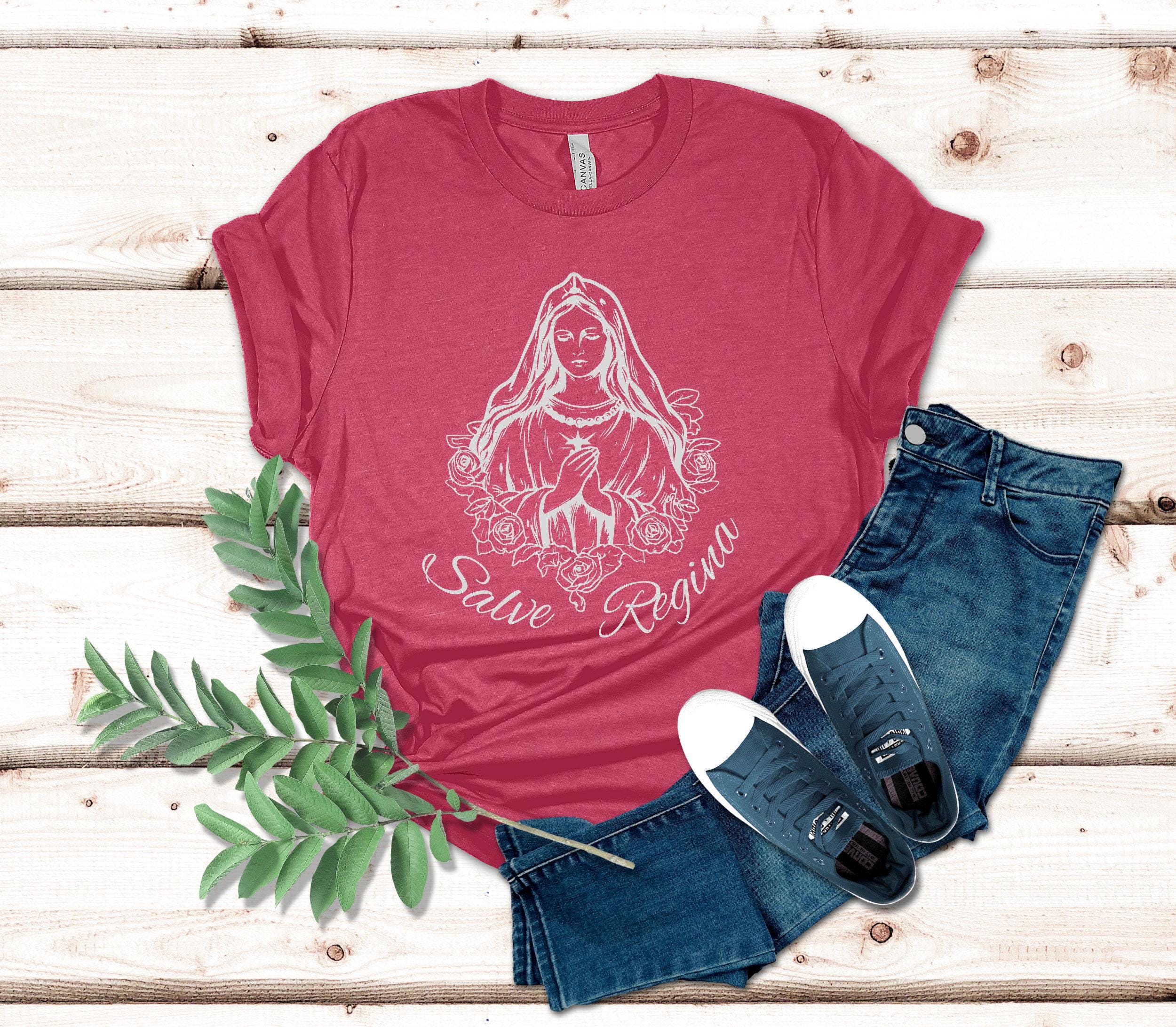 Salve Regina Shirt, Women's Catholic Shirt, Virgin Mary Shirt, Marian ...