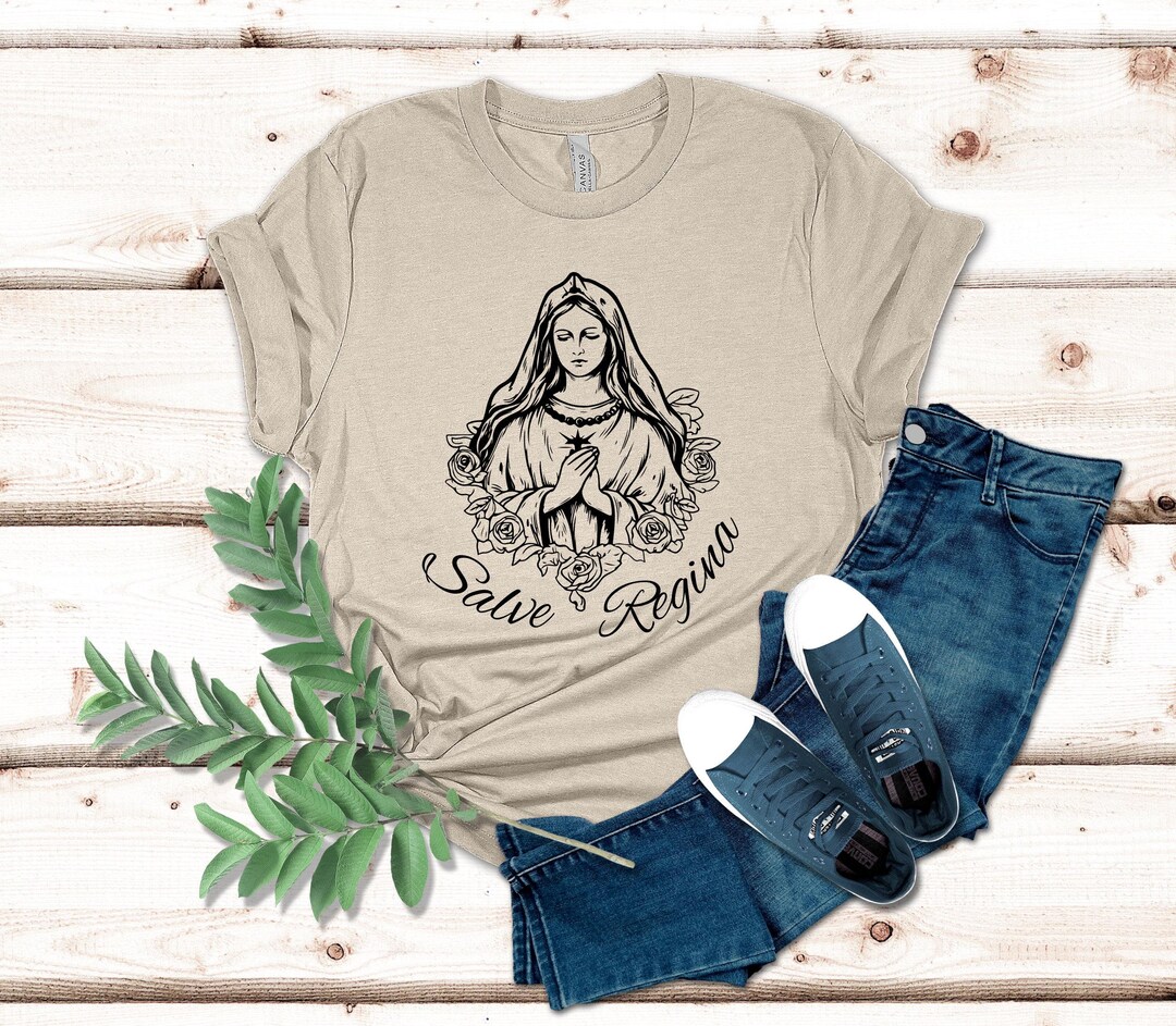 Salve Regina Shirt, Women's Catholic Shirt, Virgin Mary Shirt, Marian ...